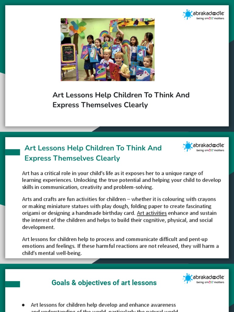 Art Lessons Help Children To Think and Express Themselves Clearly | PDF ...