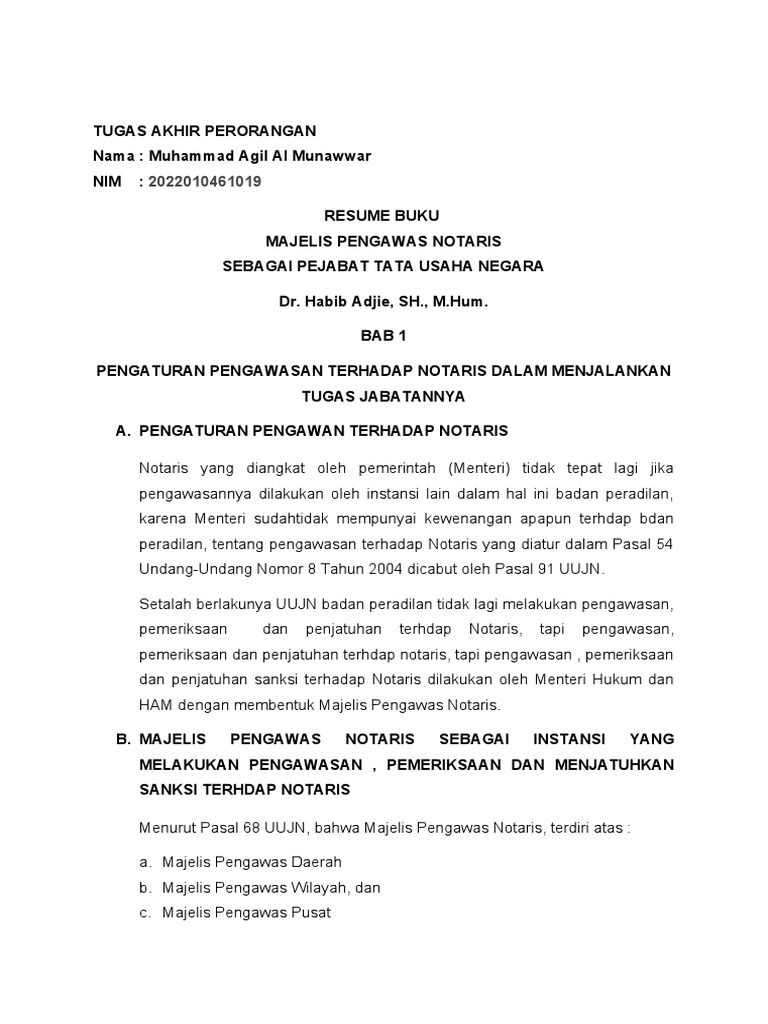 Muhammad Agil Al Munawwar PJN Tugasresume | PDF | Hukum