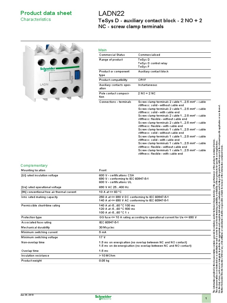 Telemecanique LADN22 Datasheet | PDF | Fuse (Electrical) | Physical ...
