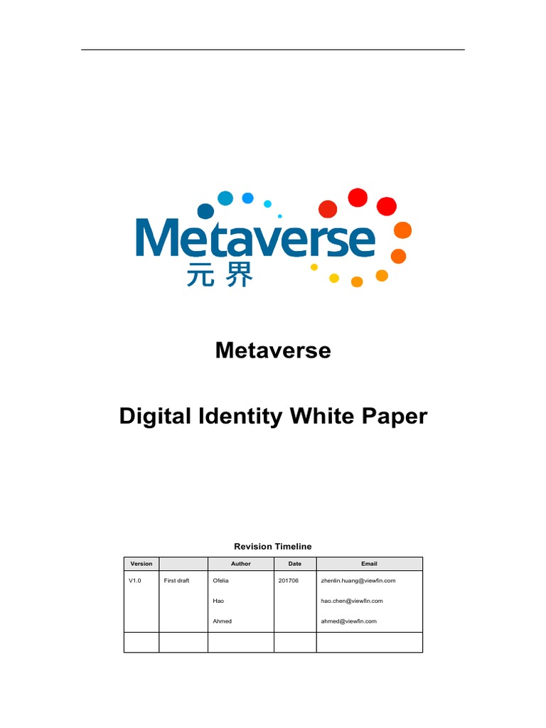 Metaverse Digital Identity White Paper v1.0 EN | PDF | Authentication ...
