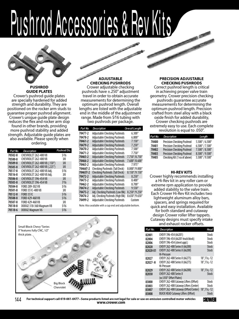 Pushrod Accessories & Rev Kits | PDF | V6 Engine | Vehicle Parts