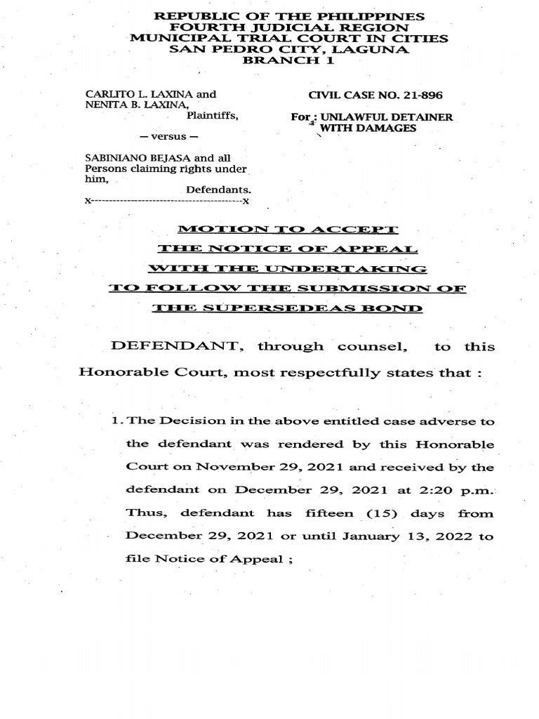 Appeal-Laxina Vs Bejasa | PDF