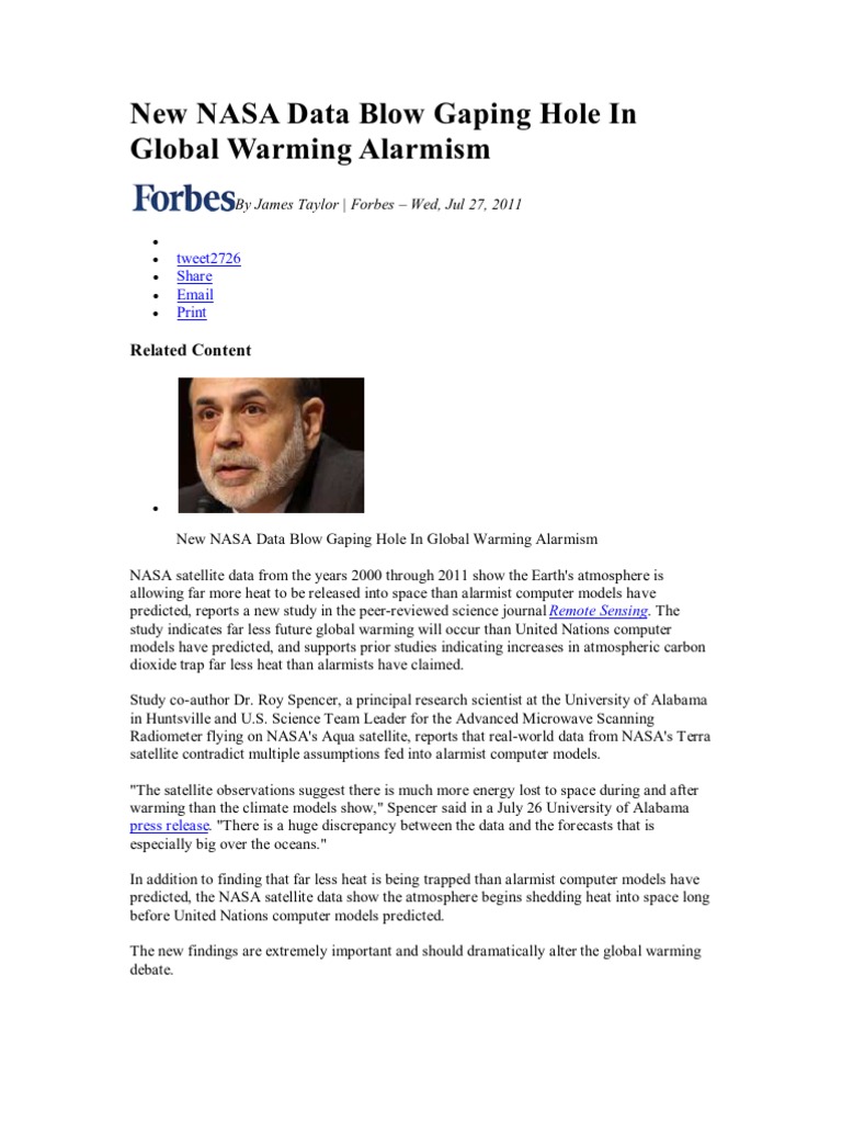 New NASA Data Blow Gaping Hole in Global Warming Alarmism | PDF