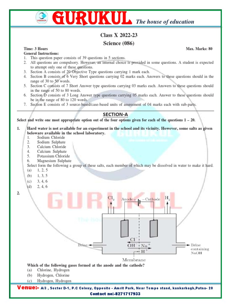 Gurukul 6th Class Entrance Exam Paper | PDF | Chemical Compounds ...