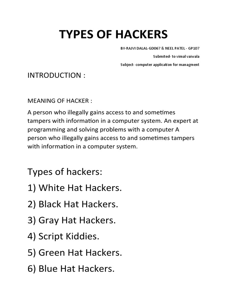 Types of Hackers | PDF | Security Hacker | Security