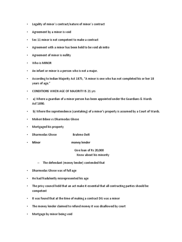 Legality of Minor | PDF | Restraint Of Trade | Consideration