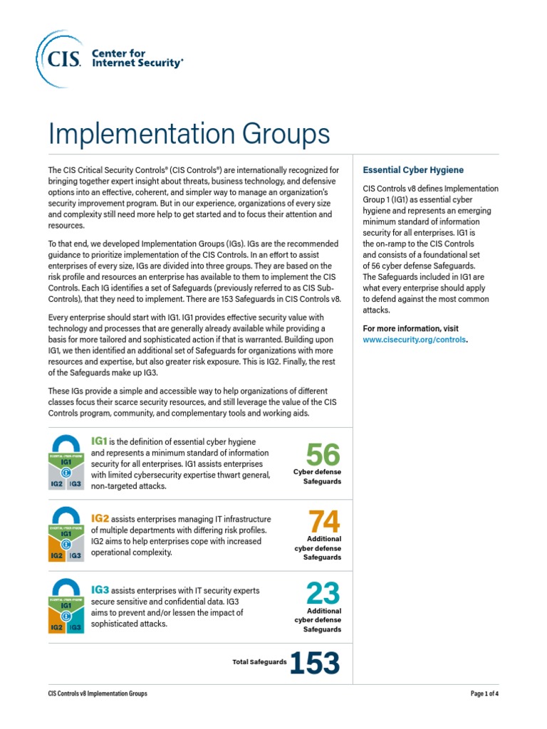 CIS Controls v8 Implementation Groups Handout.22.02 | PDF | Security ...