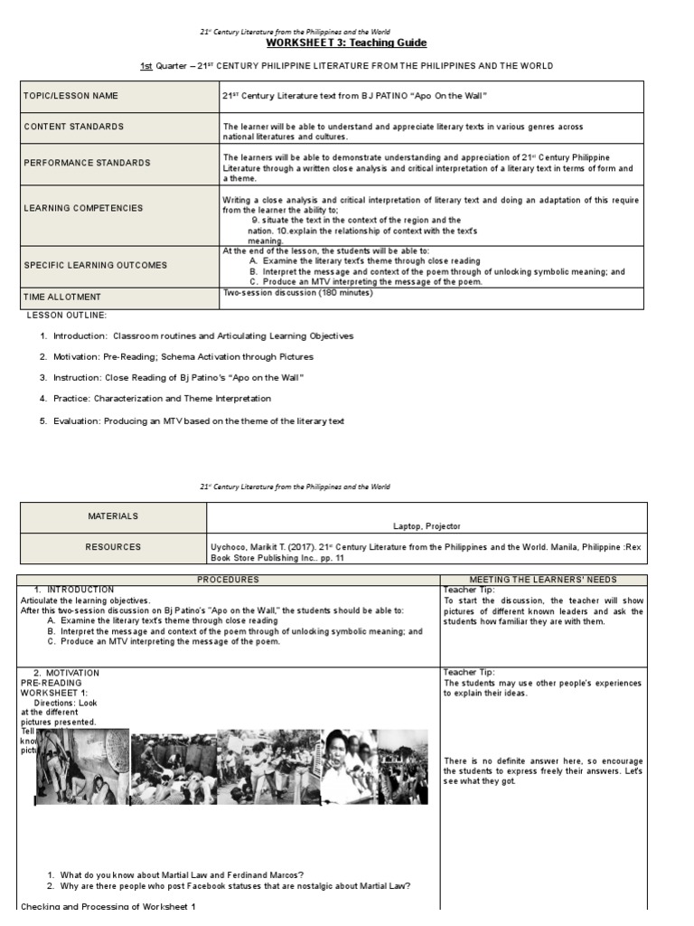 Analyzing "Apo On the Wall" Poem | PDF | Learning | Teachers