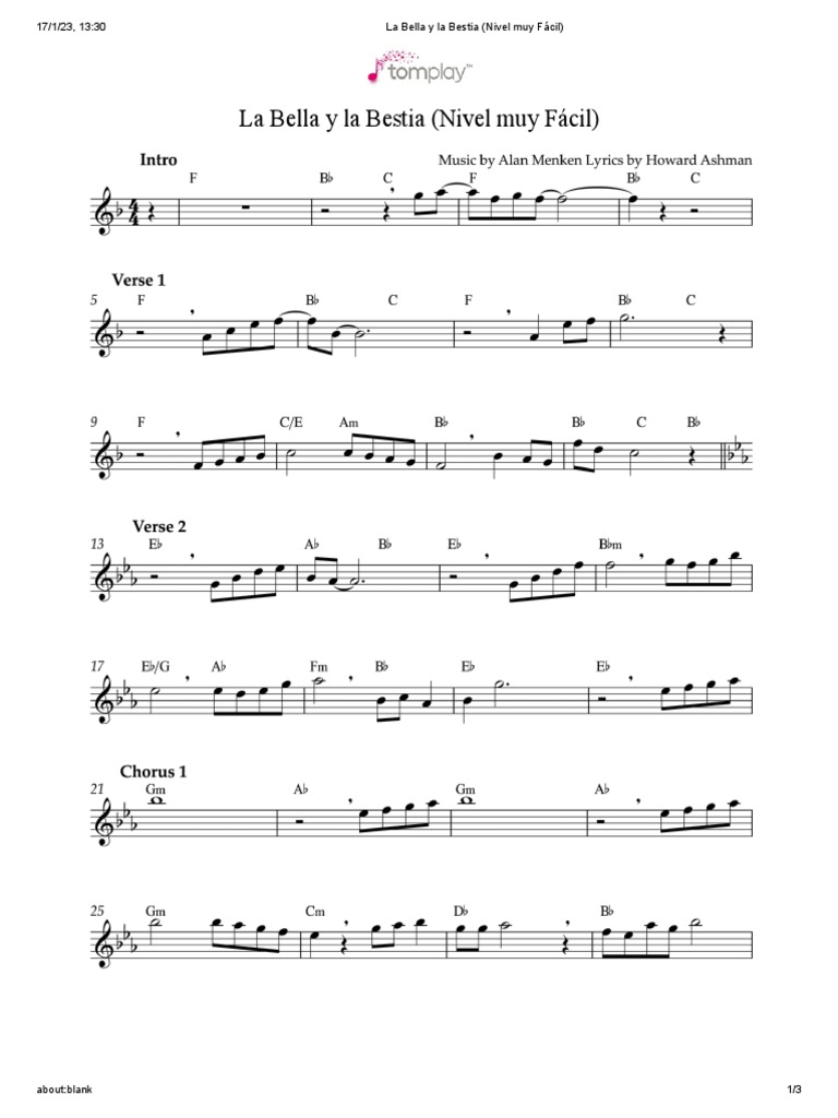 La Bella y La Bestia (Nivel Muy Fácil) | PDF