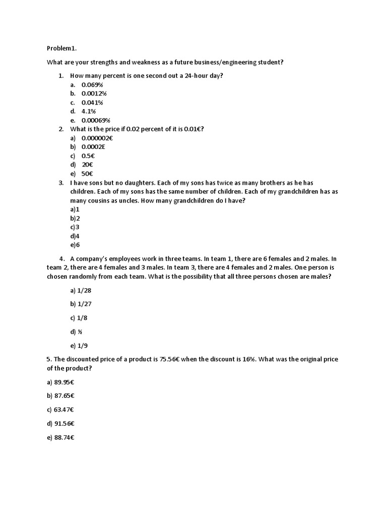 Maths Entrance Exam Practice Questions | PDF | Euro | Pound Sterling