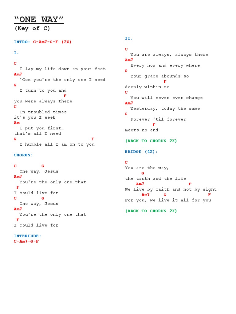 One Way Key of C | PDF