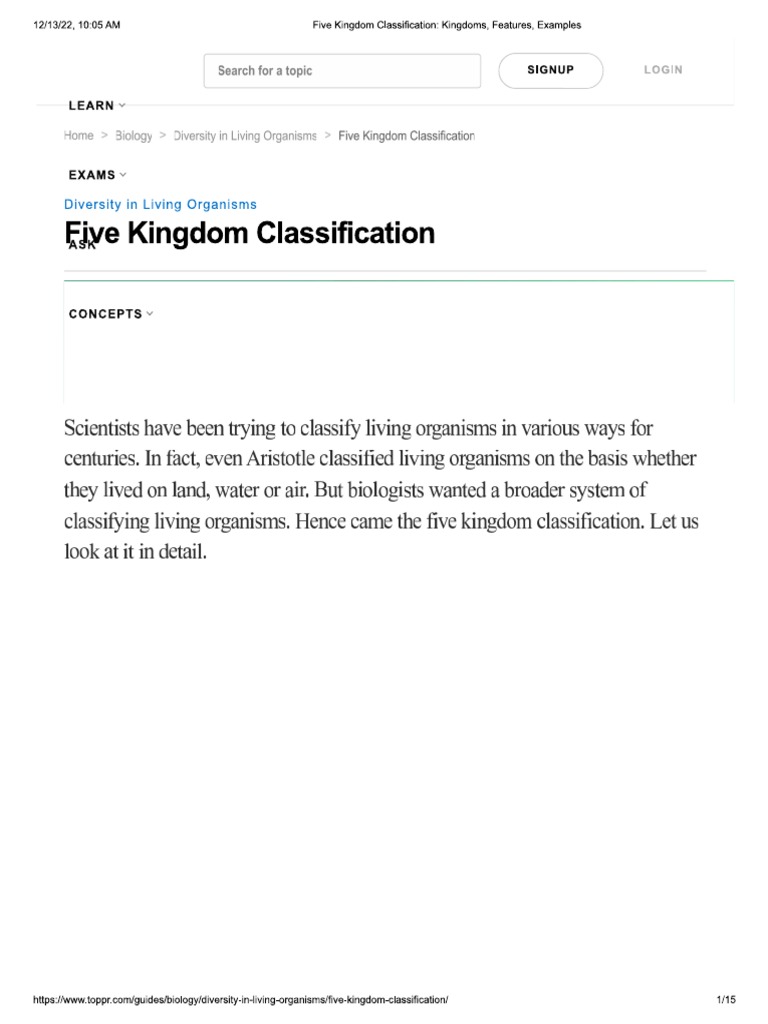 5 Kingdom Classification | PDF