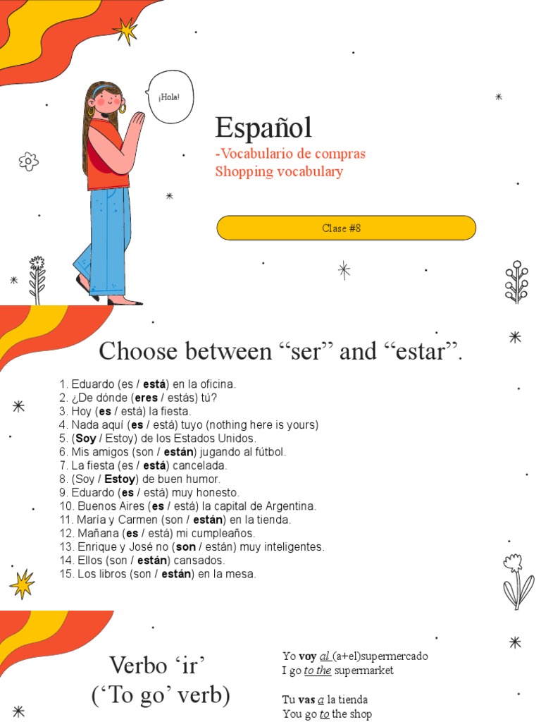 Español Clase 8 - Ir y Vocabulario de Compras | PDF | Cocina, comidas y vino