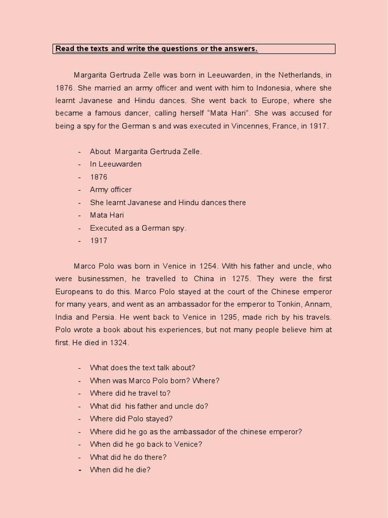 Past Simple Reading Comprehension Exercises | PDF