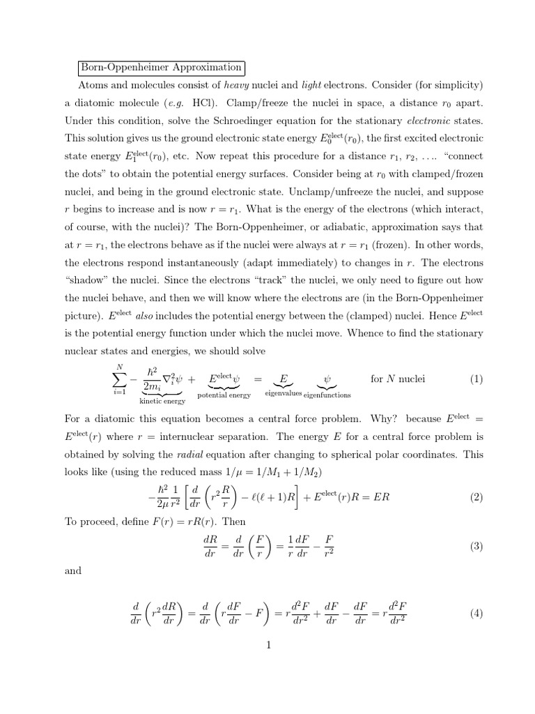 Born Oppenheimer Approximation Pdf Absorption Spectroscopy