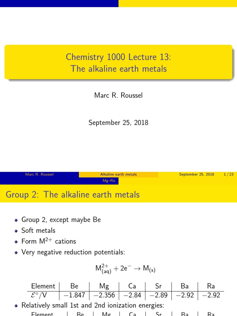 Alkaline Earth Metal | PDF | Hydroxide | Oxide