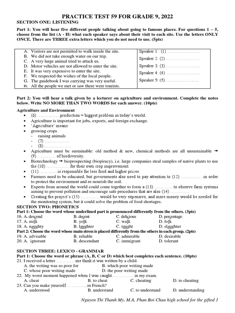 Practice Test 59 | PDF