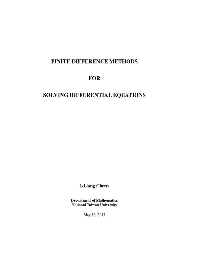 Finite Difference Methods For Solving Differential Equations | PDF