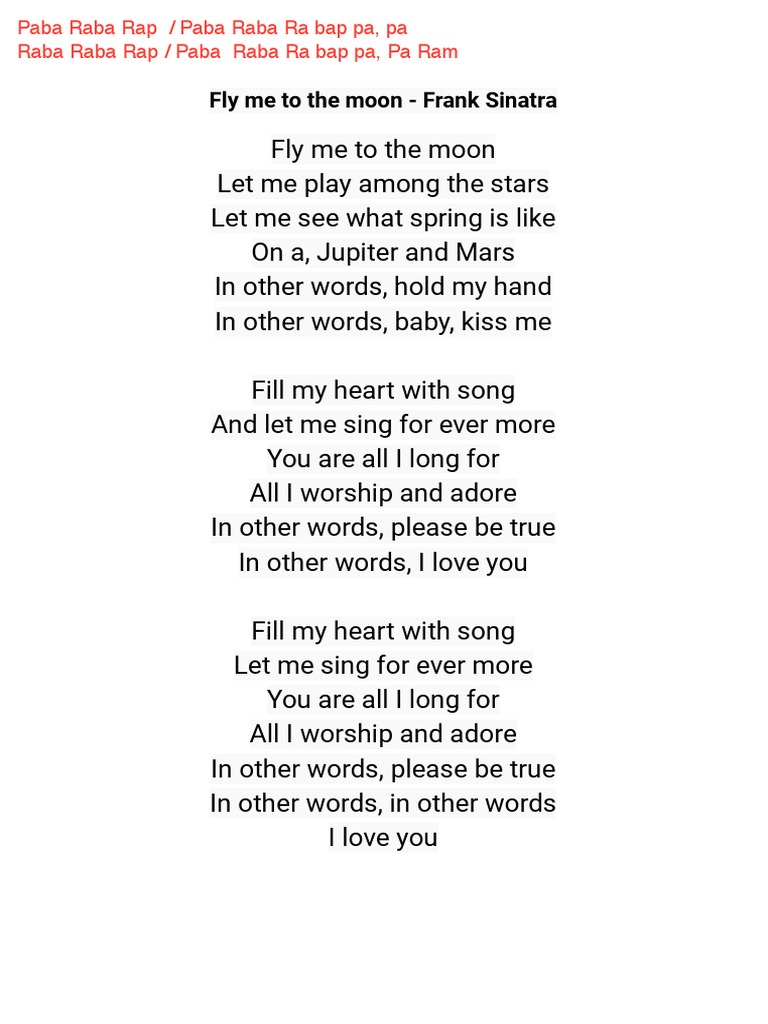 Fly Me to the Moon Lyrics | PDF