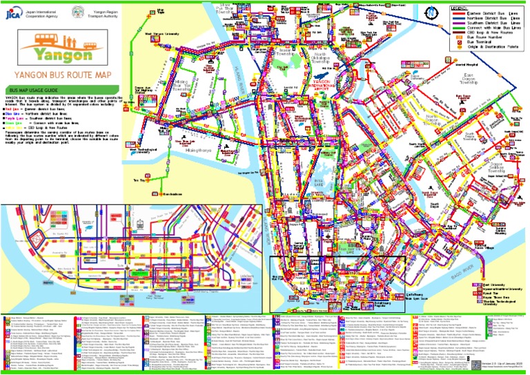 Yangon Bus Route Map and Guide | PDF | Myanmar