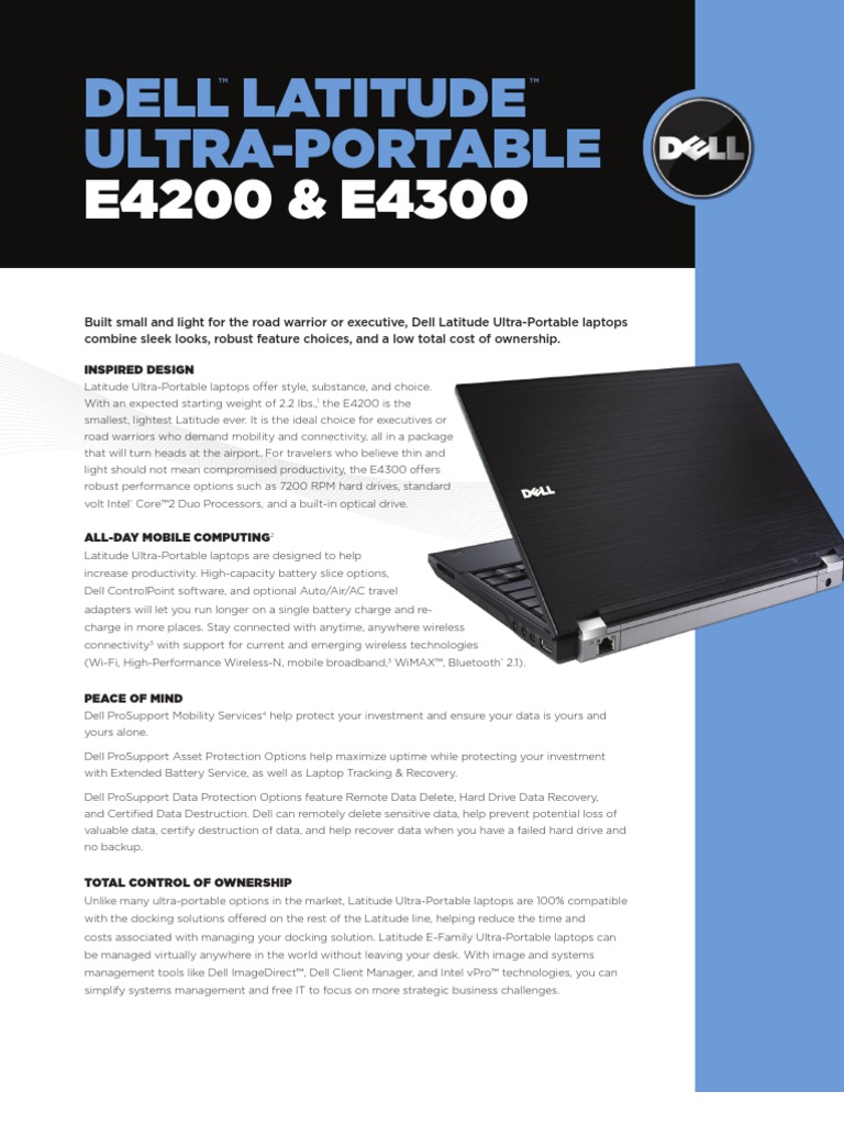 Dell Latitude E4200 and E4300 Specs | PDF | Windows Vista | Personal ...