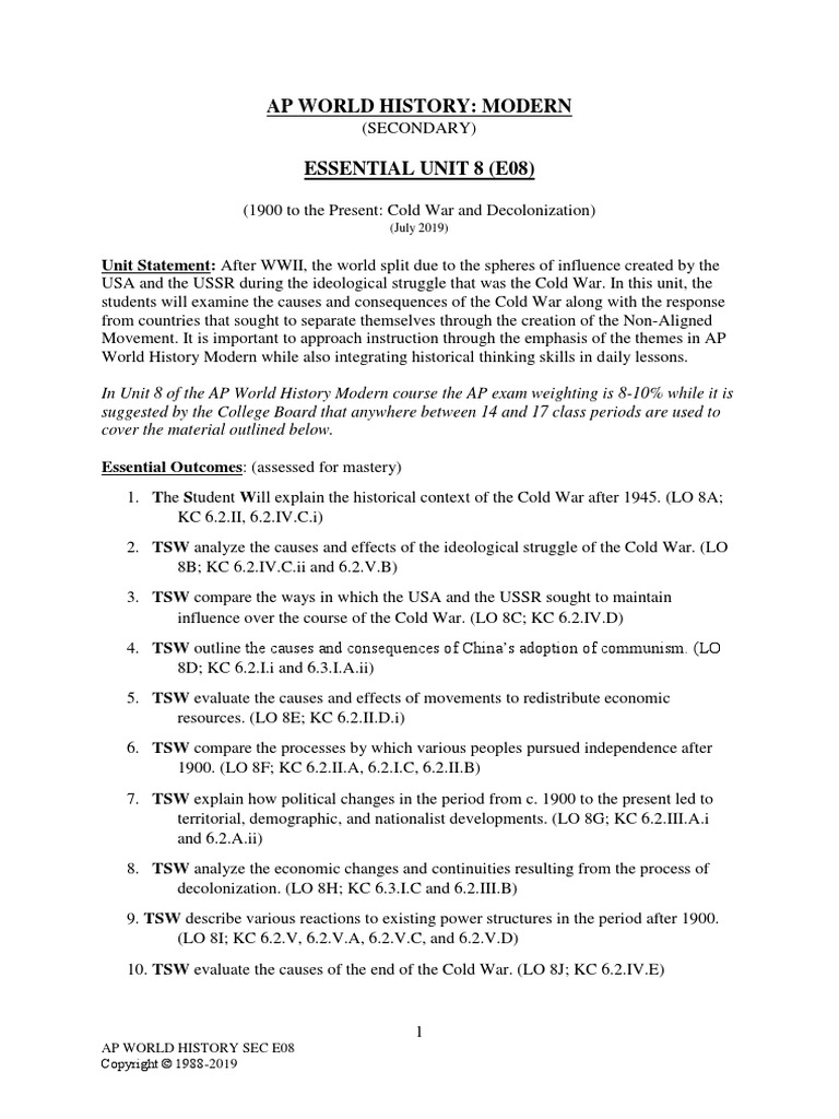 AP World History E08 1900 To The Present Cold War and Decolonization ...