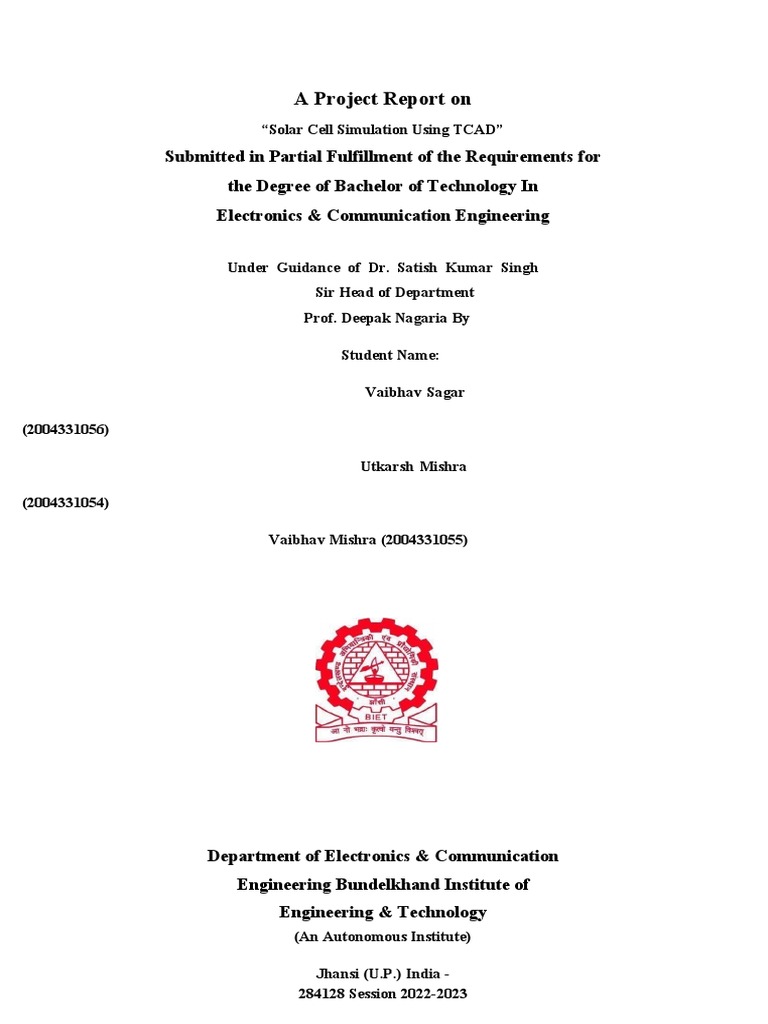 VLSI Project Report | PDF | Solar Cell | Solar Power