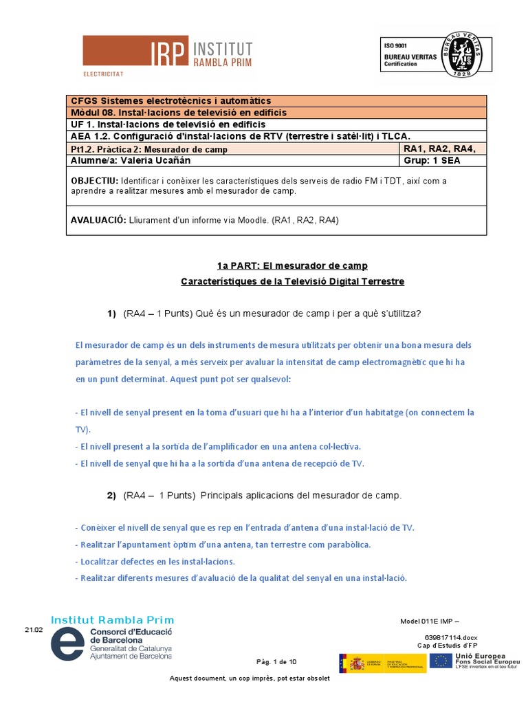 1SEA M08 PT1.2 Mesurador de Camp Valeria Ucañán | PDF