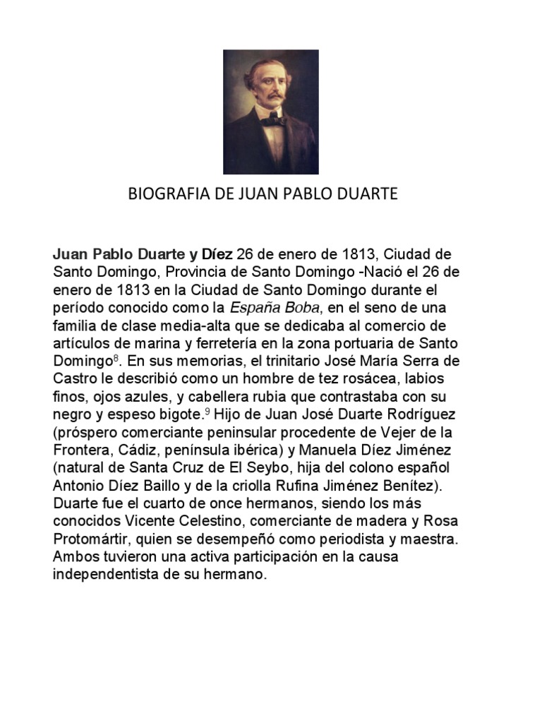 Biografia de Juan Pablo Duarte | PDF