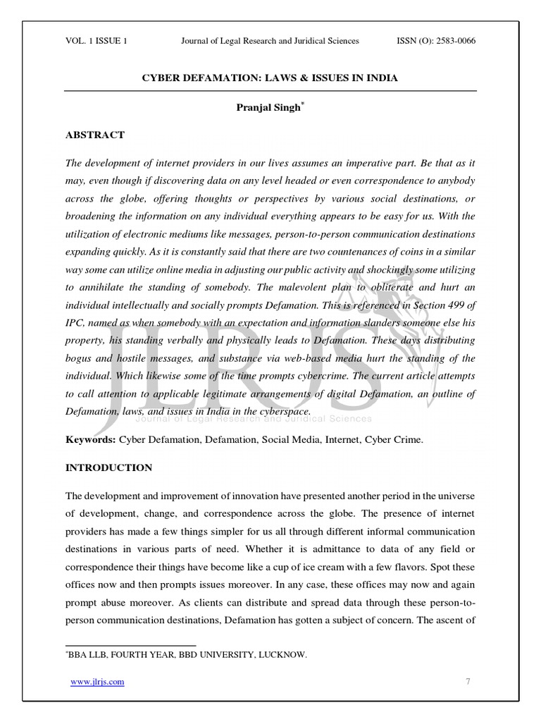 Pranjal Singh | PDF | Defamation | Cyberspace
