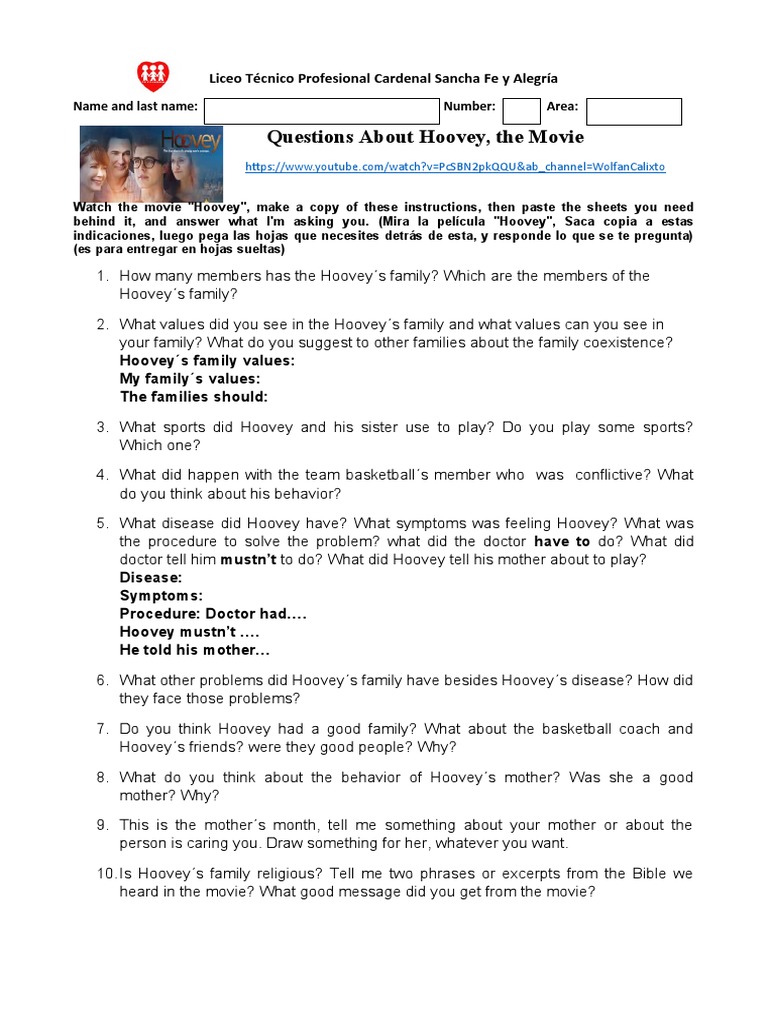 Questions About Hoovey, The Movie. Exercise | PDF