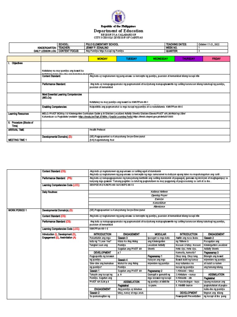 DLL Quarter 2 Week 1 | PDF