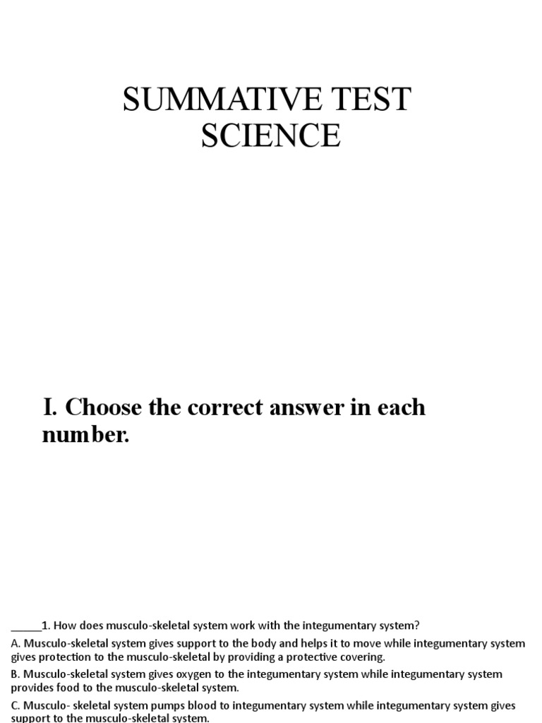 Summative Test Science | PDF | Blood | Mammals