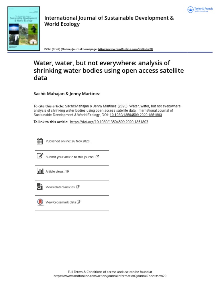 Water, Water, But Not Everywhere: Analysis of Shrinking Water Bodies ...