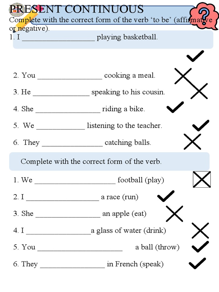 Present Continuous and Present Simple Worksheets | PDF