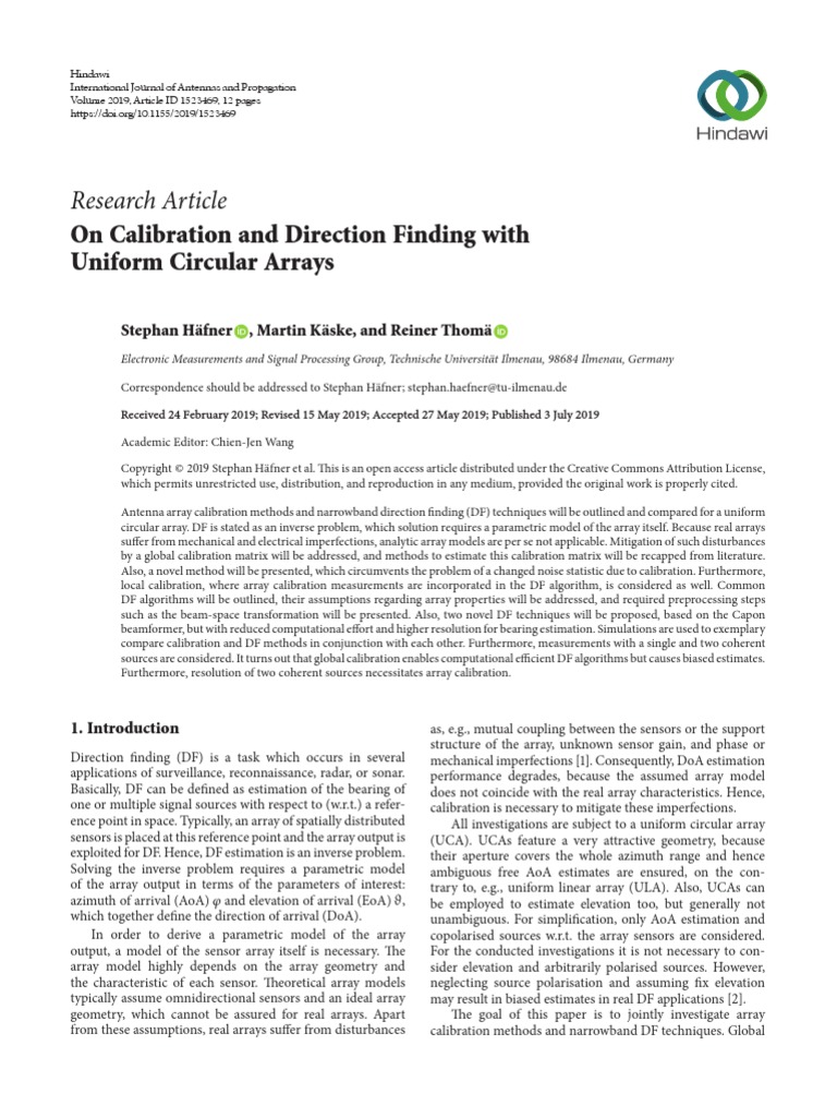 Research Article: On Calibration and Direction Finding With Uniform ...