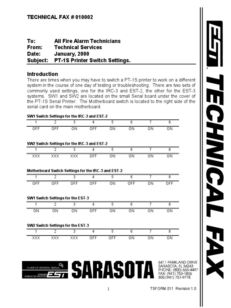 PT-1S Printer Switch Settings Guide | PDF | Computer Architecture ...