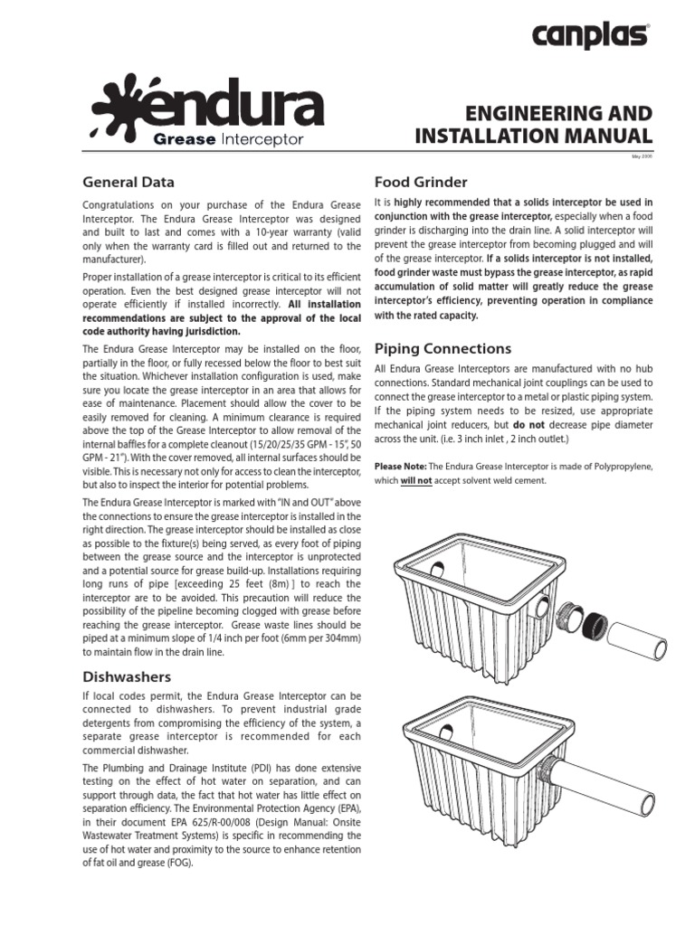 Can Plas Grease Interceptor.113577 | PDF | Gallon | Volume