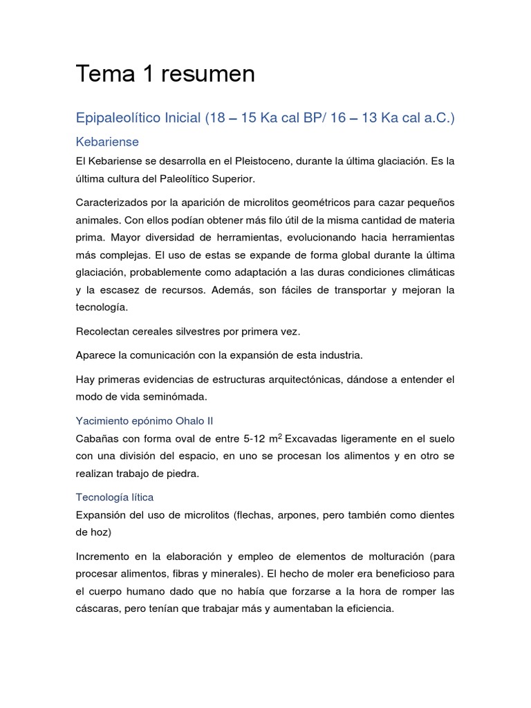 Tema 1 Resumen-Fusionado | PDF | Datación por radiocarbono | Domesticación