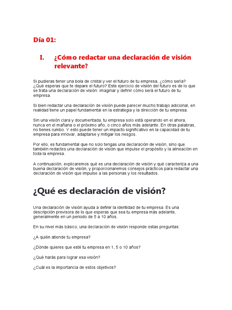 Redacción de Declaraciones de Visión | PDF | Plan de estudios | Método ...