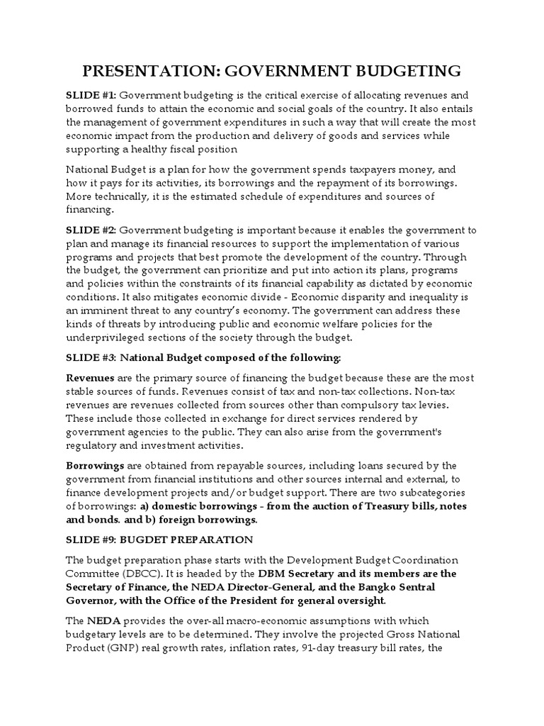 Presentation On Government Budgeting Pdf Taxes Government Budget