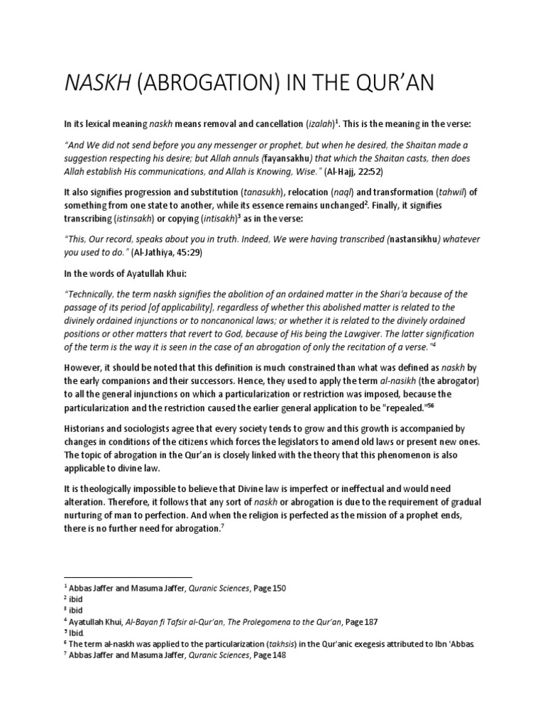 Naskh Abrogation in The Quran | PDF | Quran | Islam