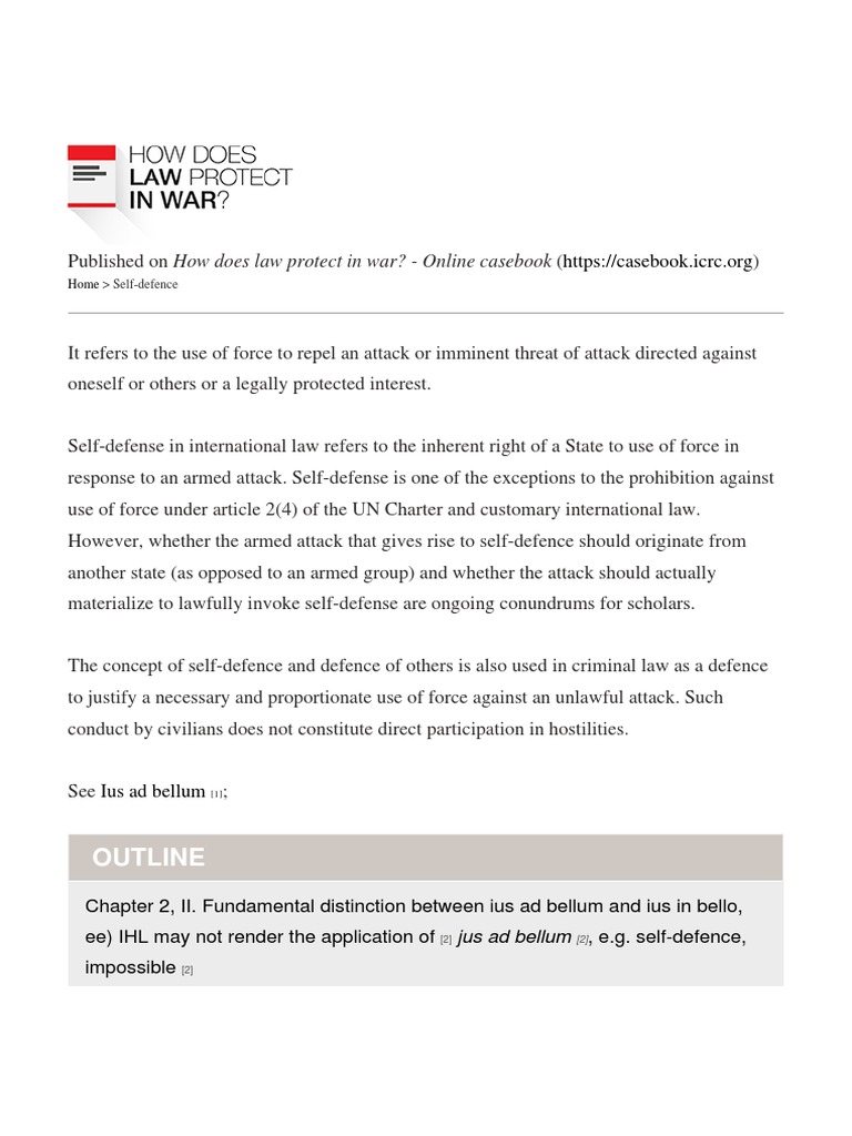 How Does Law Protect in War - Online Casebook - Self-Defence - 2018-10 ...