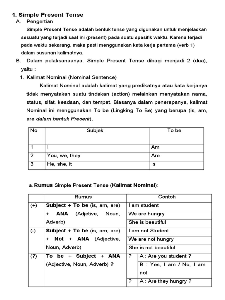 Simple Present Tense Docx | PDF