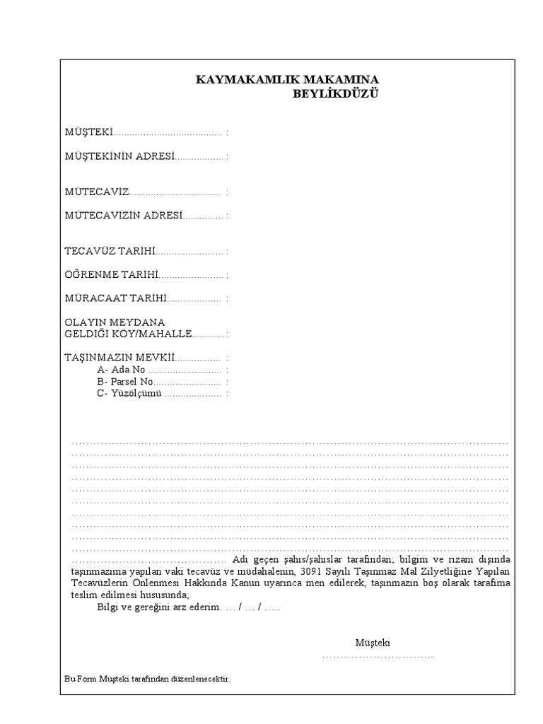 Müşteki 3091 Başvuru Matbu Dilekçe | PDF