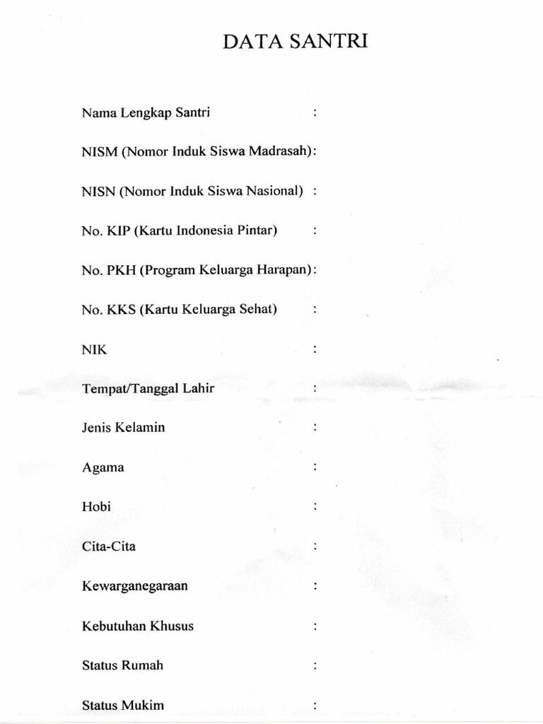 Formulir Data Santri | PDF