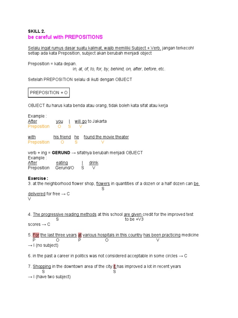 SKILL 2 Preposition | PDF