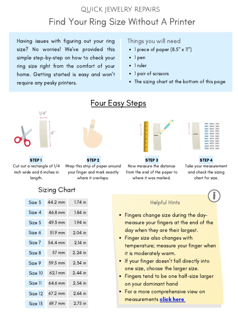QJR Ring Sizing Guide No-Printer-Required | PDF