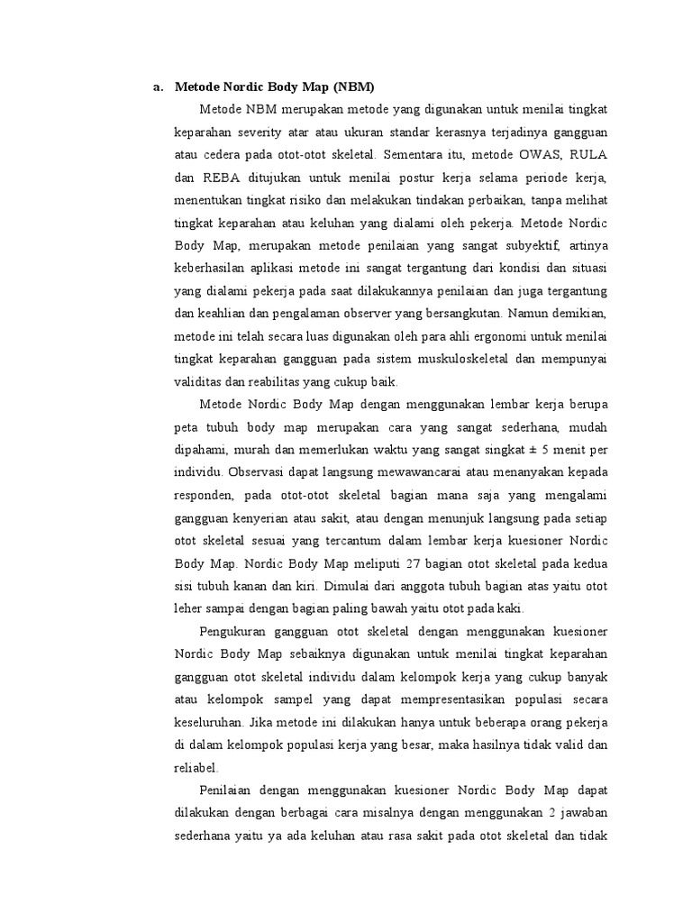 Metode Nordic Body Map | PDF | Pengembangan Diri