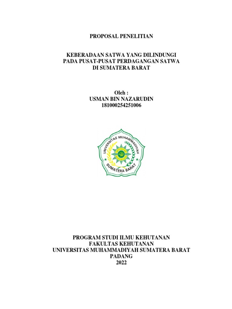 Sampul Proposal Penelitian Satwa Dilindungi | PDF | Pengelolaan ...